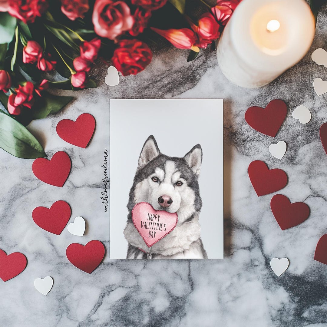 Siberian Husky Valentines Day Card Siberian Husky Greeting Card From ...
