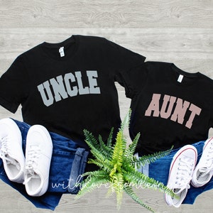 Aunt and Uncle Shirts, Varsity Style Gender Reveal Shirts, Aunt Shirt ...