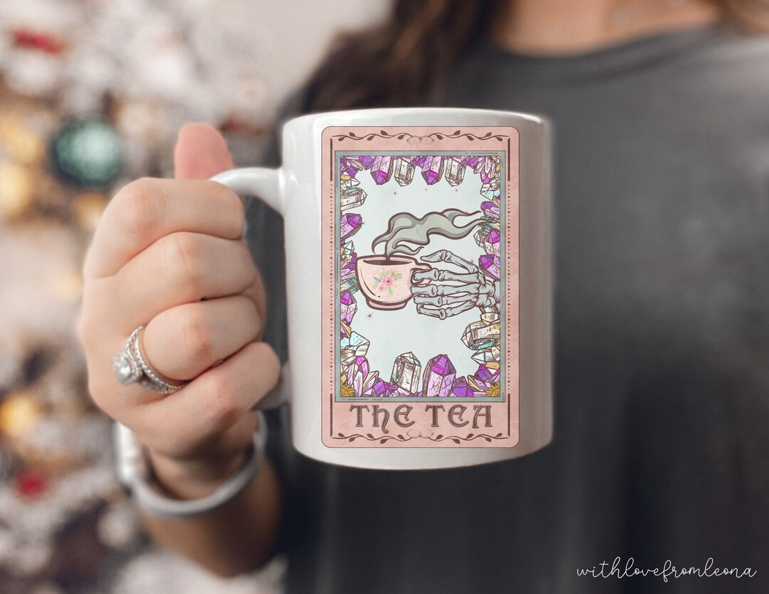 The Tea Tarot Card Mug, Occult Skeleton Tarot Card Mug, Anxiety Tarot ...