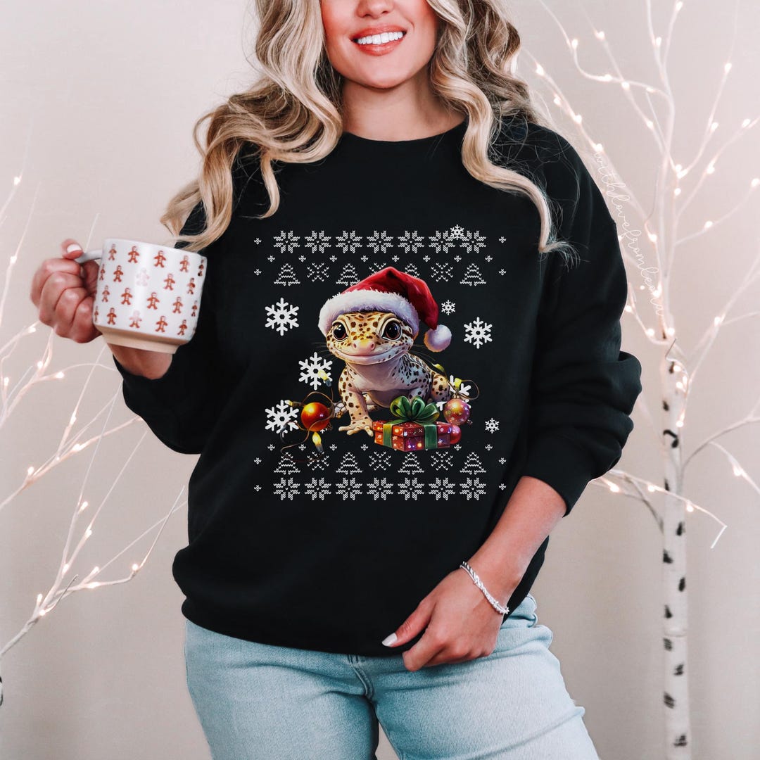 Leopard Gecko Christmas Crewneck Sweatshirt Groomers Vets and Breed ...