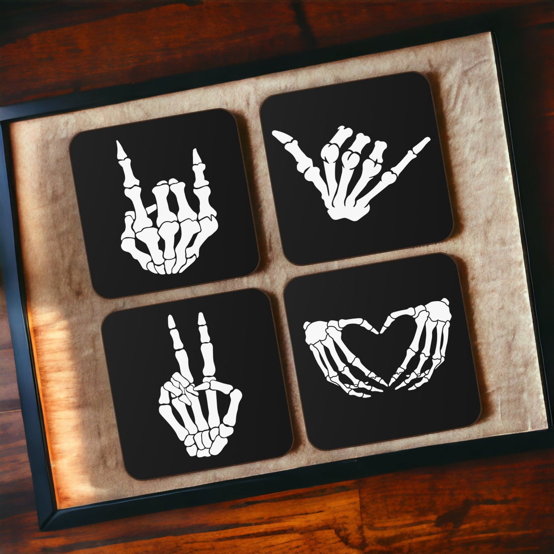 Skeleton Coaster Set Occult Skeleton Coaster Set Skeleton - Etsy