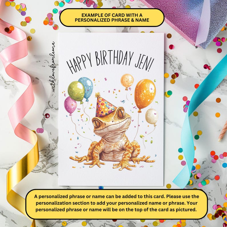 Crested Gecko Birthday Greeting Card From the Crested Gecko for ...
