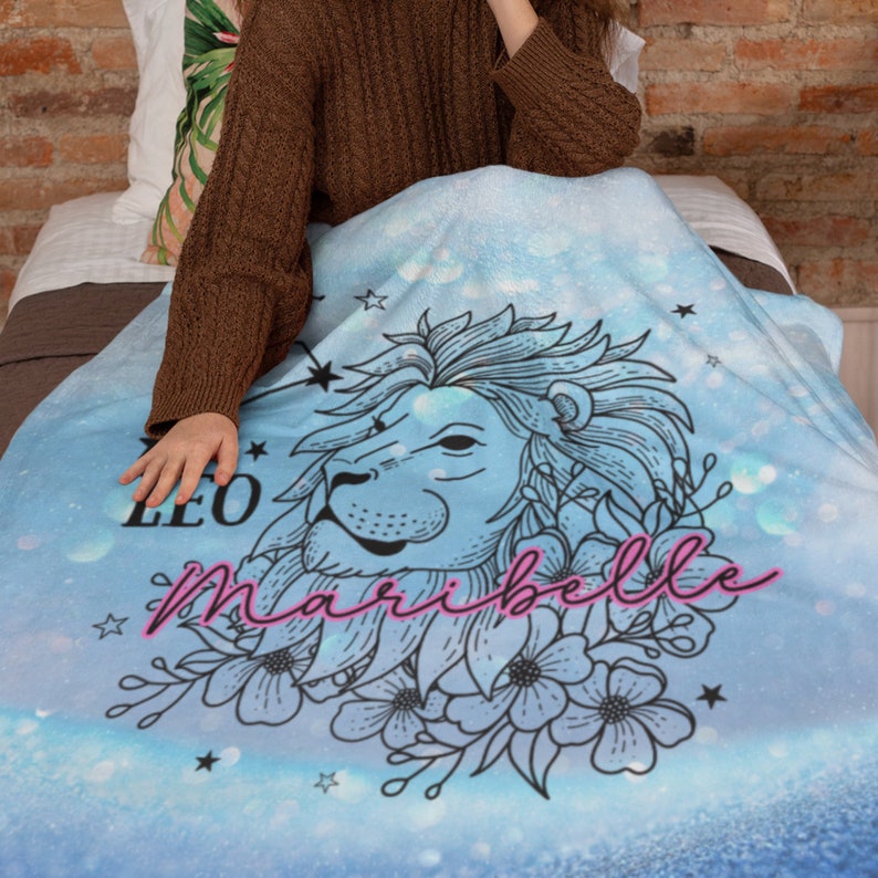 Leo Custom Name Gift, Leo Personalized Blanket, Custom Leo Name Gift ...