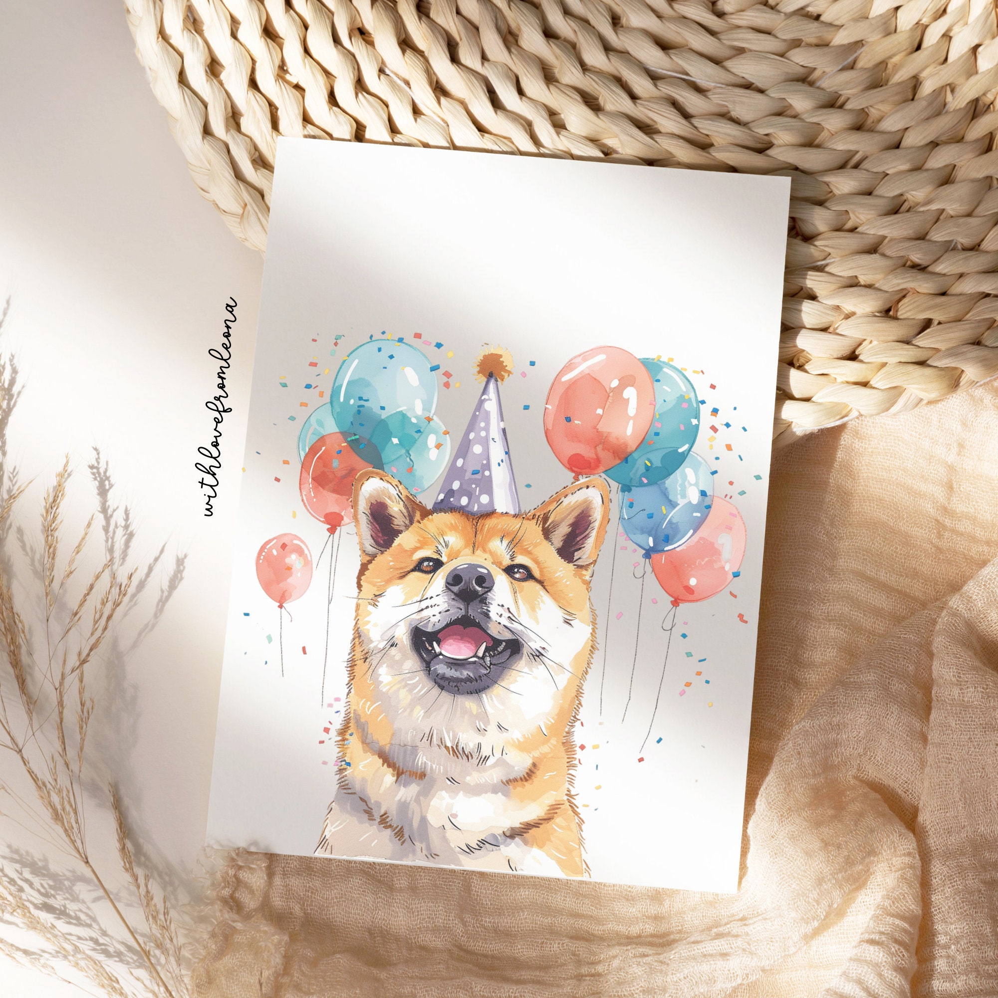 Akita Inu Birthday Greeting Card From the Dog for Groomers Vets and ...