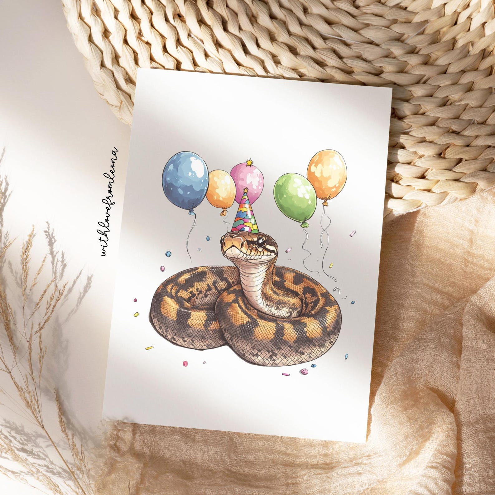 Ball Python Snake Birthday Greeting Card From the Snake for Groomers ...