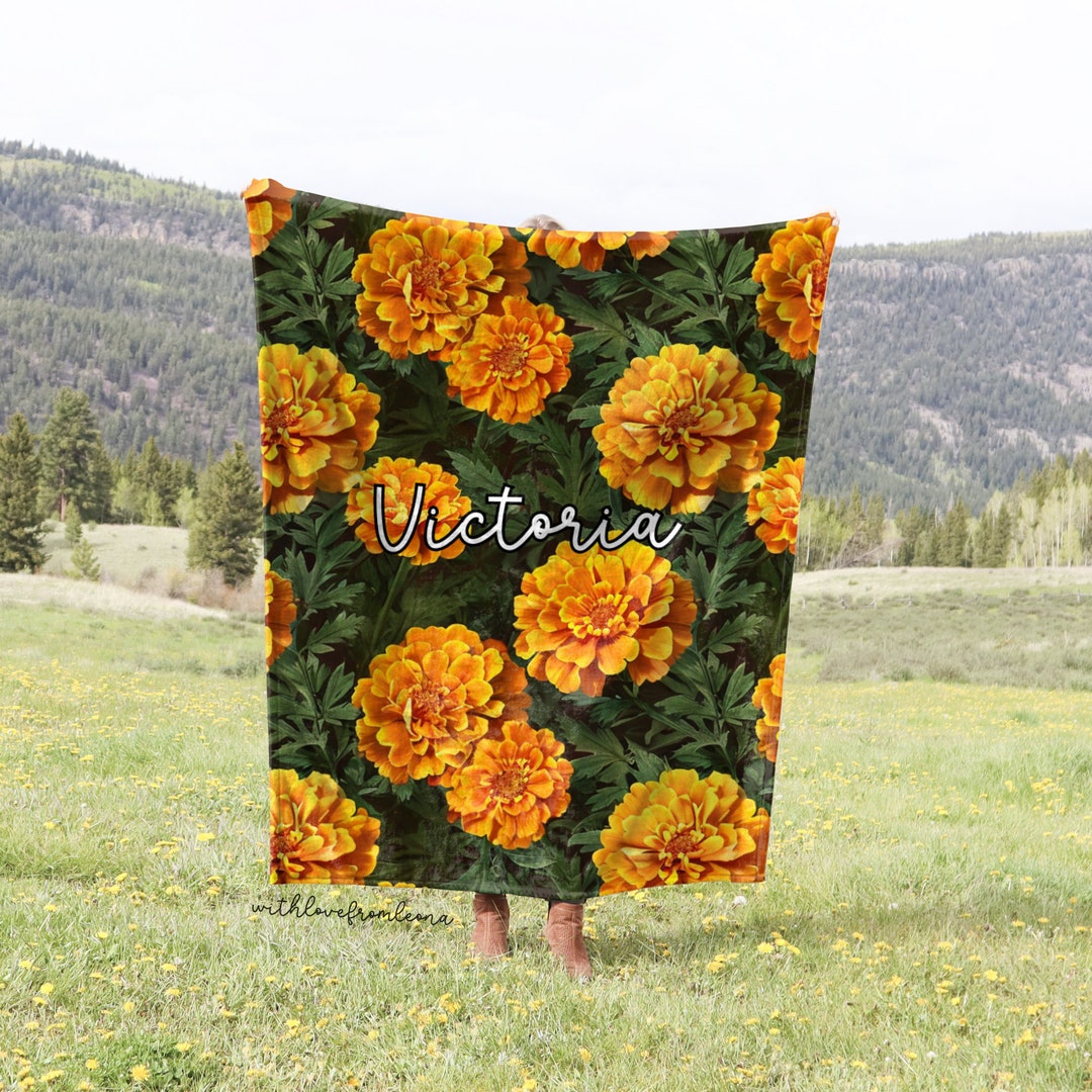 Marigold Blanket Birth Flower Blanket Birth Flower Gifts Her Him Birth ...