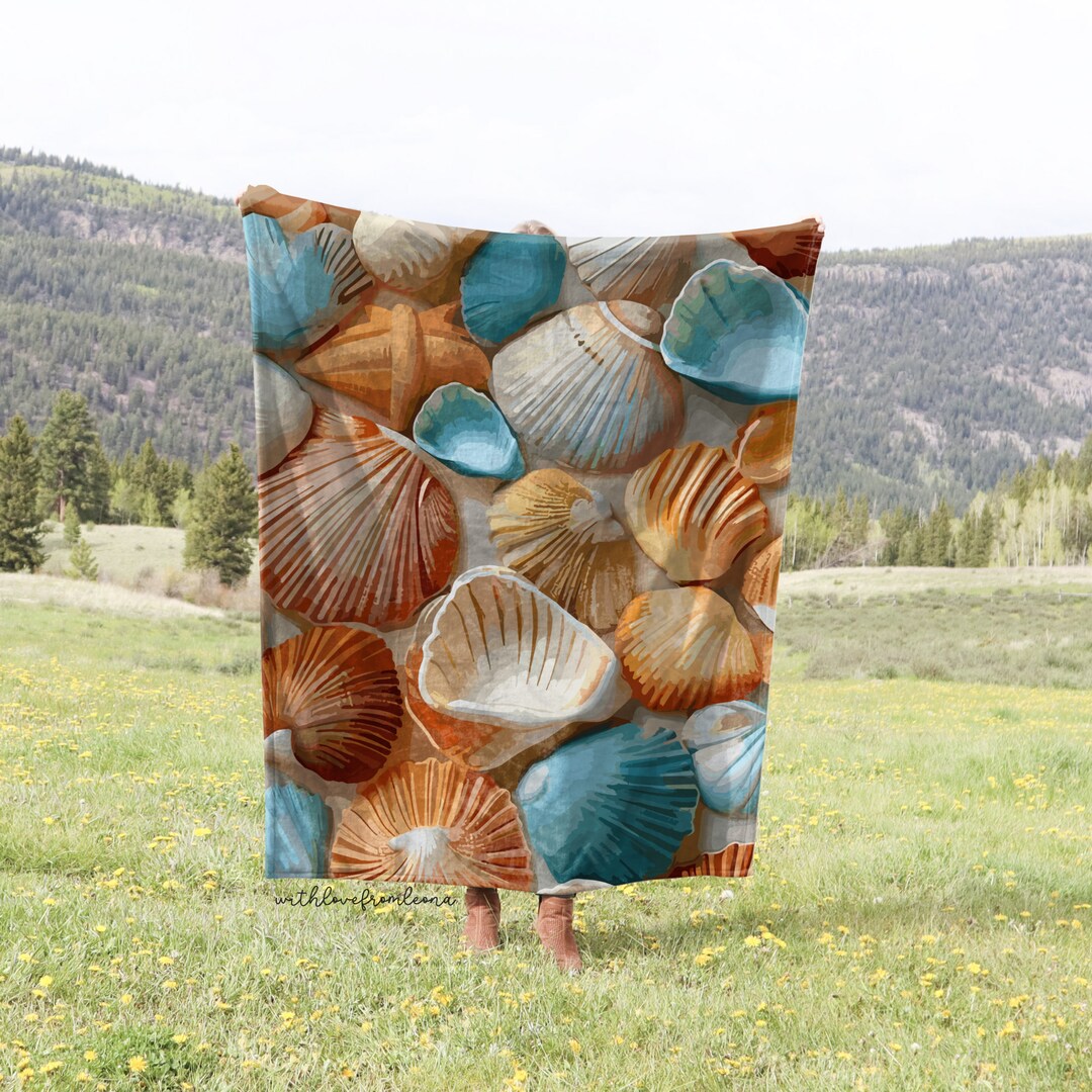 Seashells Blanket Seashells Throw Blanket Fleece Blanket Seashells ...