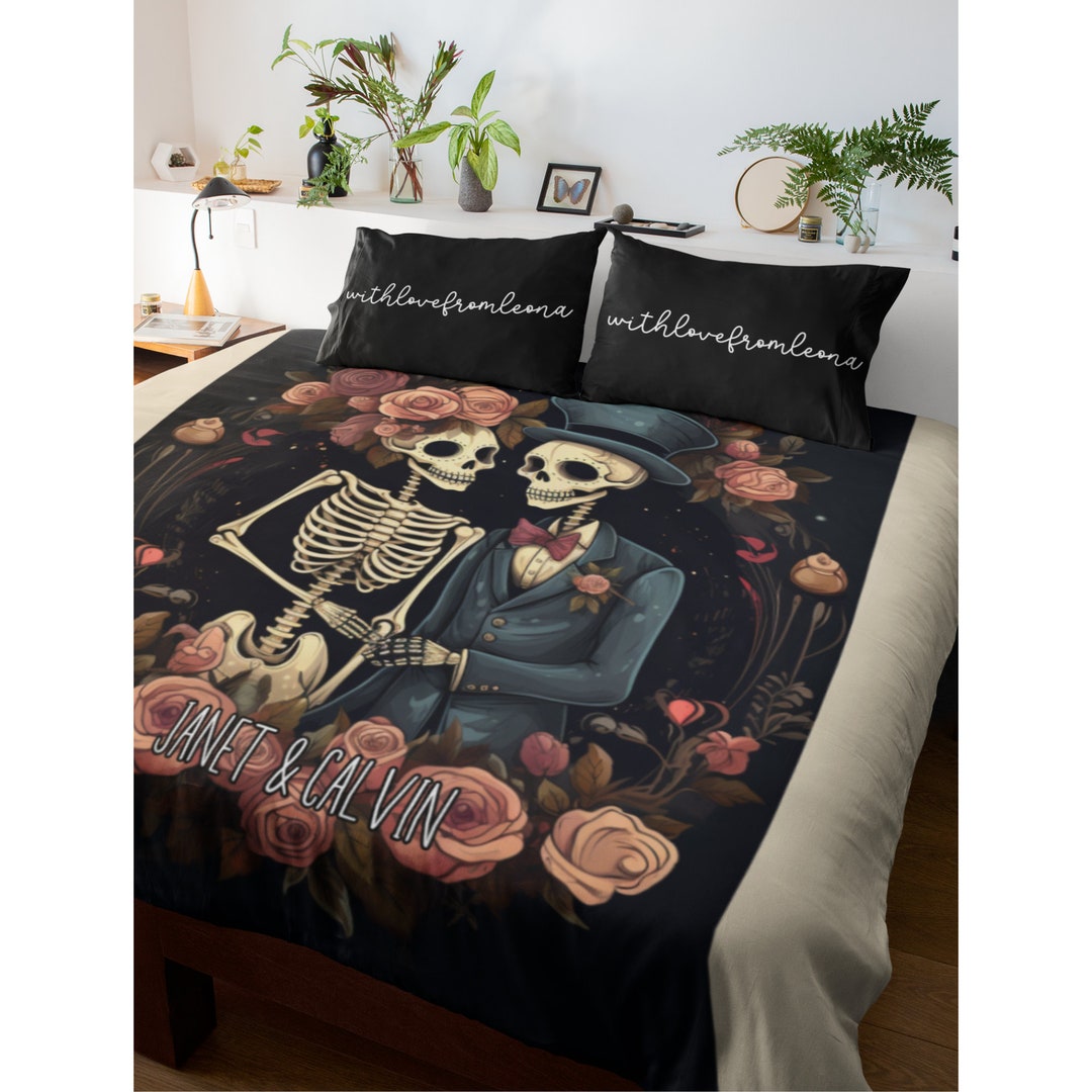 Custom Couple Personalized Skeleton Blanket for Couples Custom Goth ...