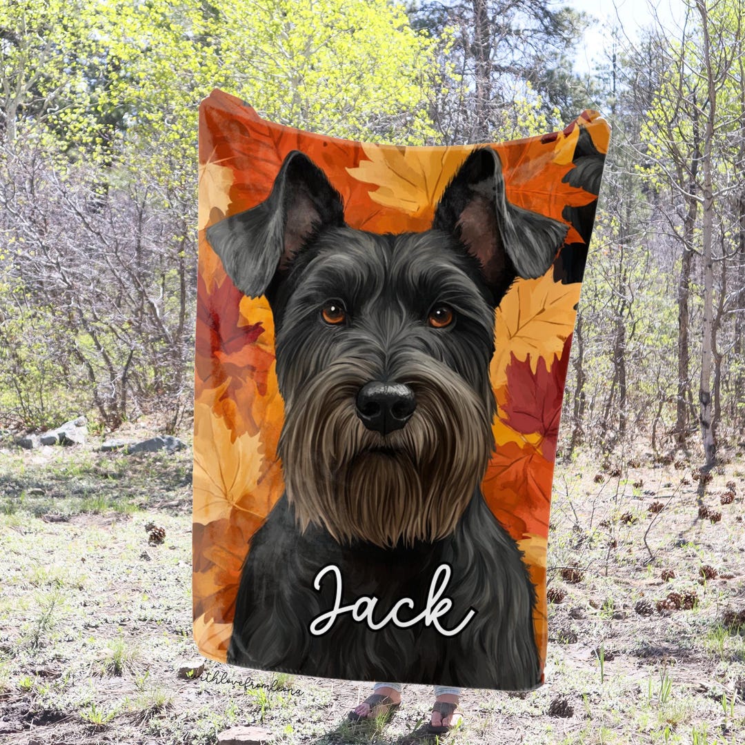 Giant Schnauzer Dog Fall Throw Blanket Adult Kid Blanket Custom Name ...