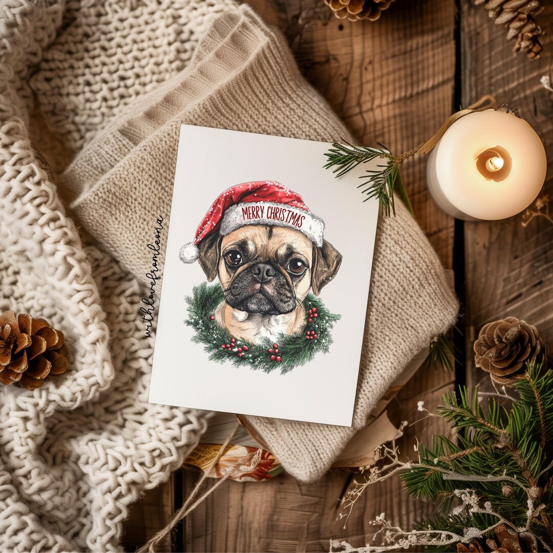 Puggle Dog Christmas Greeting Card From the Dog for Groomers Vets Breed ...