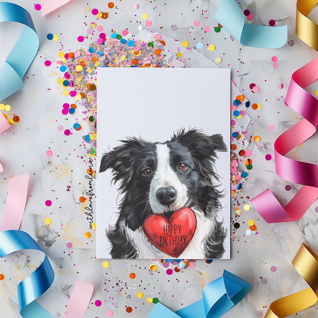 Border Collie Birthday Greeting Card From the Dog for Groomers Vets ...