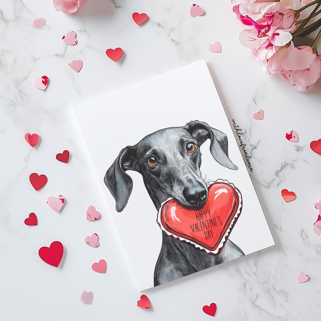 Greyhound Dog Valentines Day Greeting Card From the Dog for Groomers ...