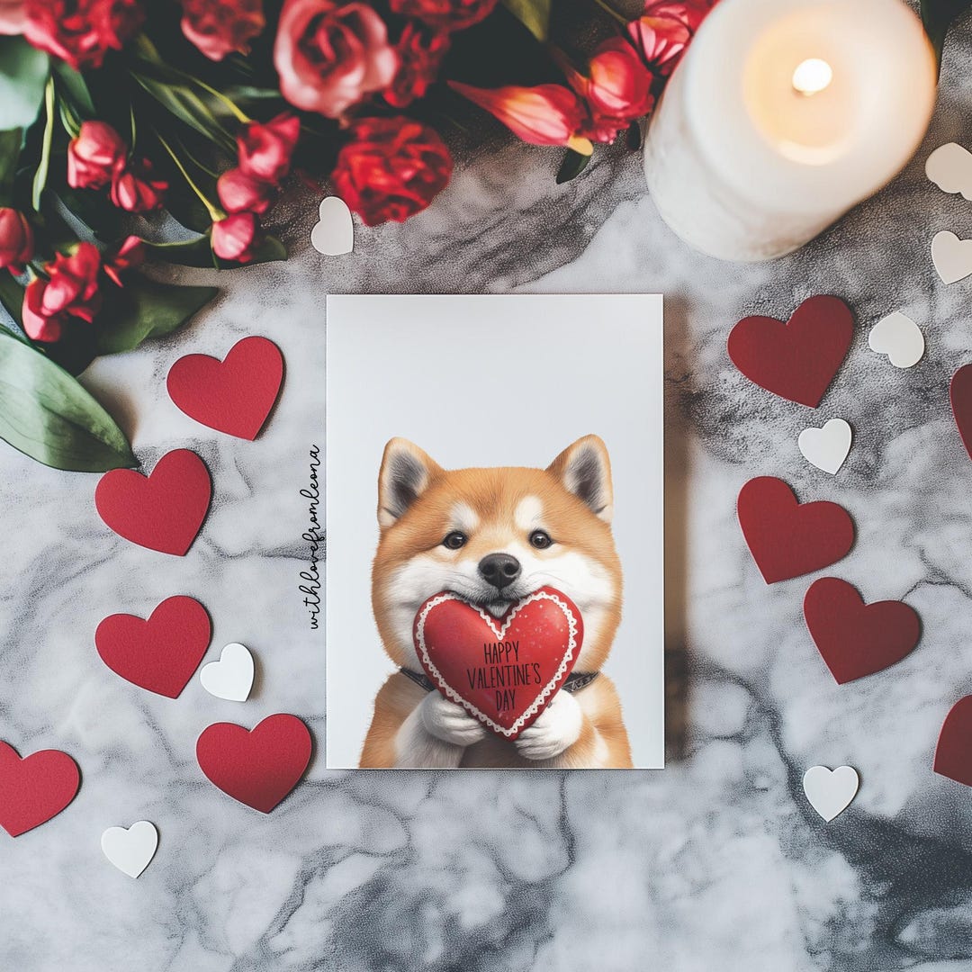 Akita Inu Valentines Day Greeting Card From the Dog for Groomers Vets ...
