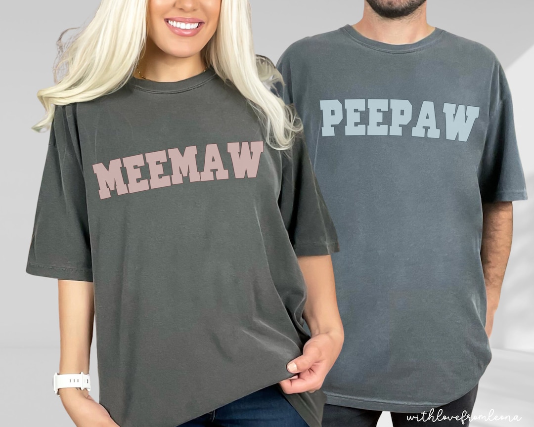 Meemaw and Peepaw Matching Shirts, Varsity Style Gender Reveal Shirts ...