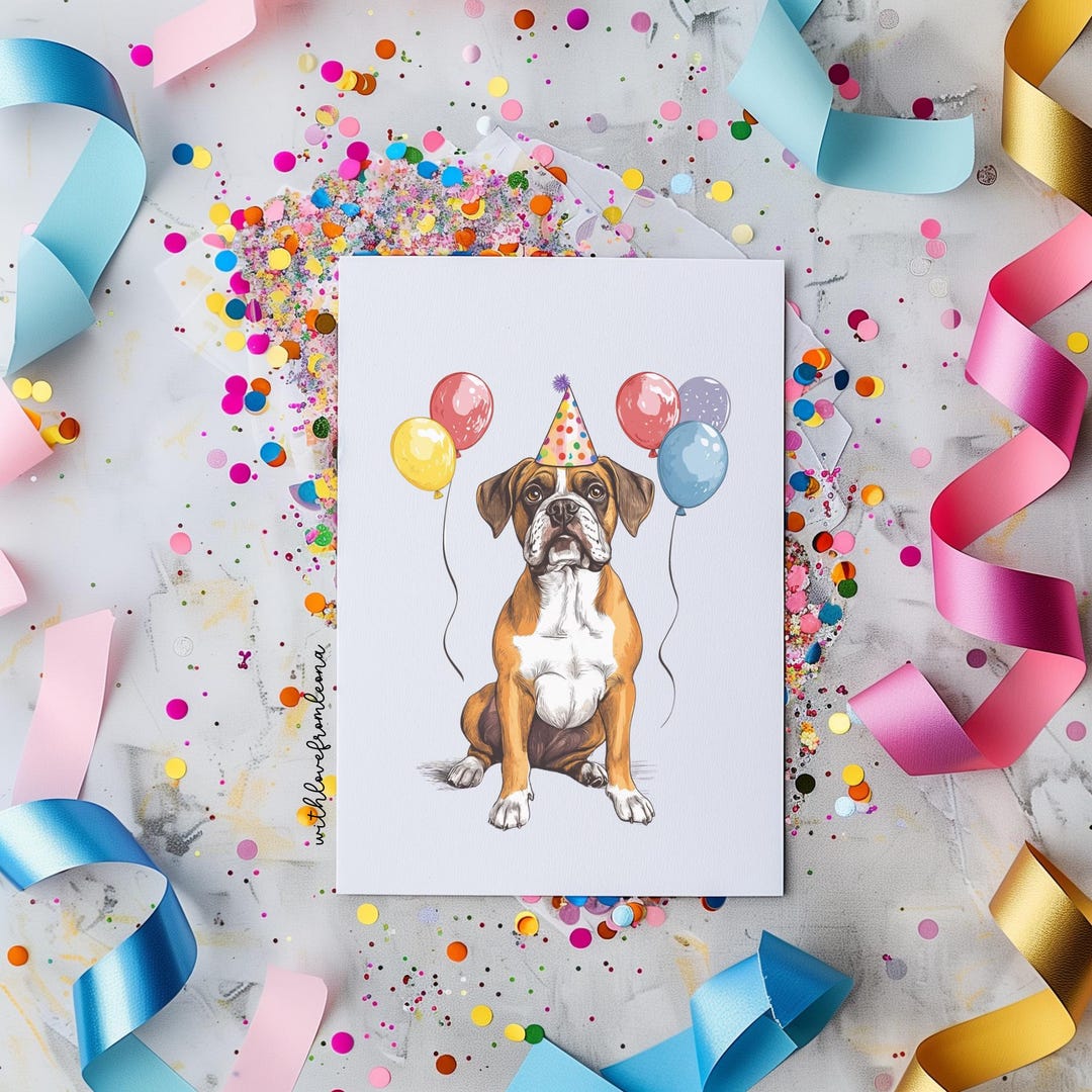 Boxer Birthday Greeting Card From the Dog for Groomers Vets and Breed ...