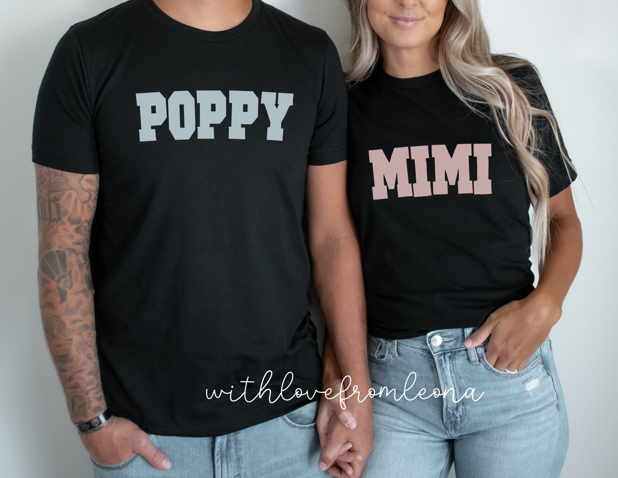 Poppy and Mimi Matching Shirts, Varsity Style Gender Reveal Shirts ...
