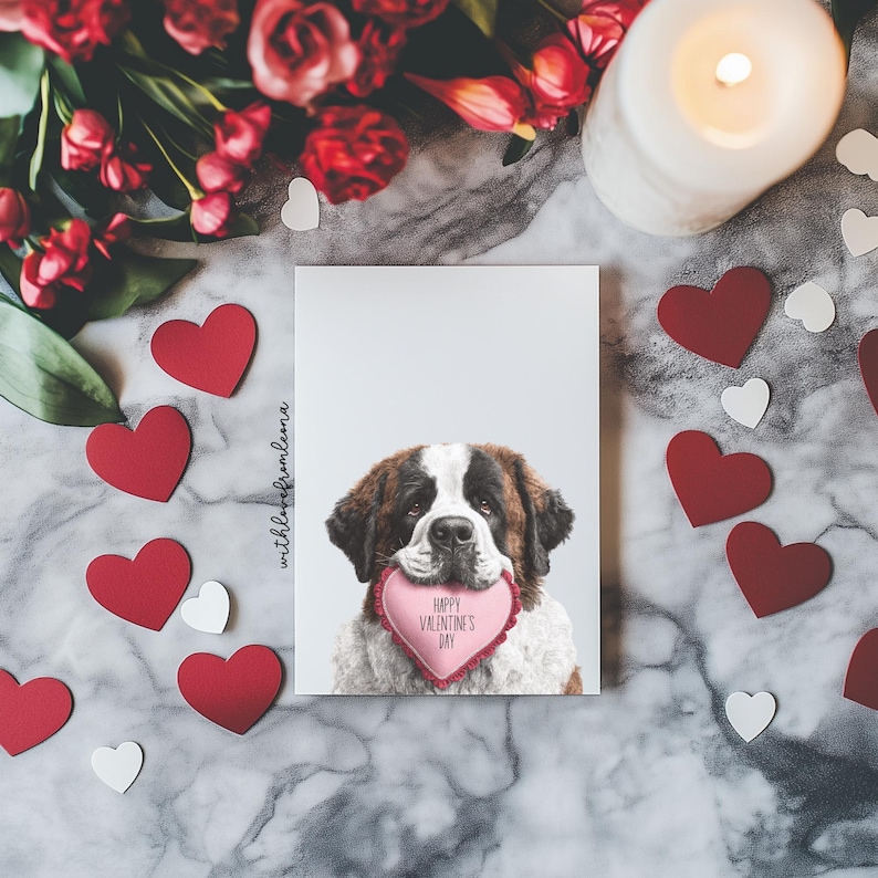 Saint Bernard Valentines Day Card Greeting Card From the Dog for ...