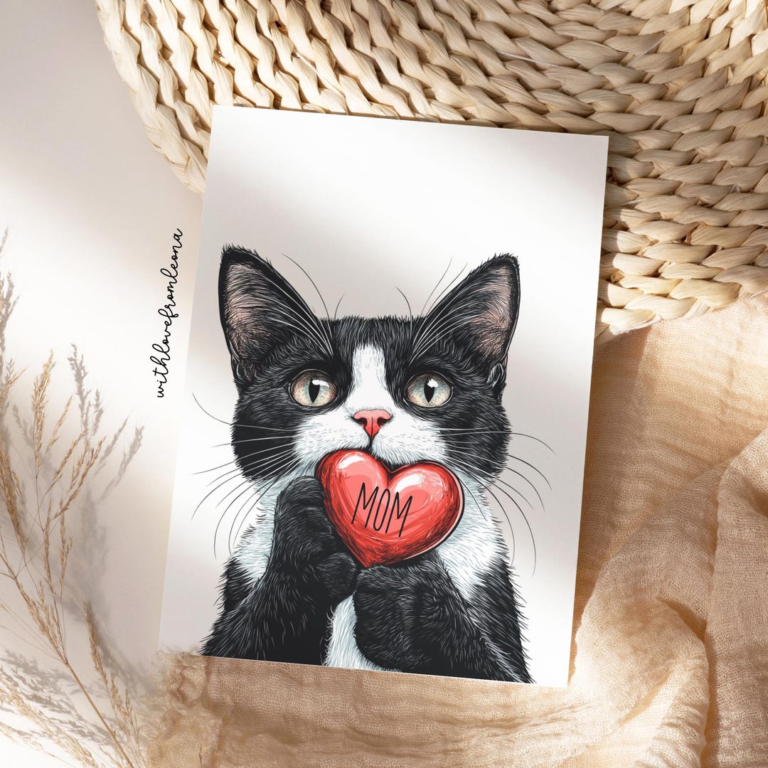 Tuxedo Cat Mothers Day Card Tuxedo Cat Card Greeting Card From the Cat ...