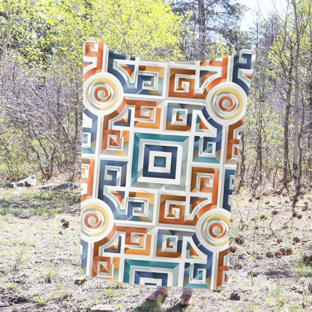 Greek Meander Blanket Meander Throw Blanket Greek Heritage Fleece ...