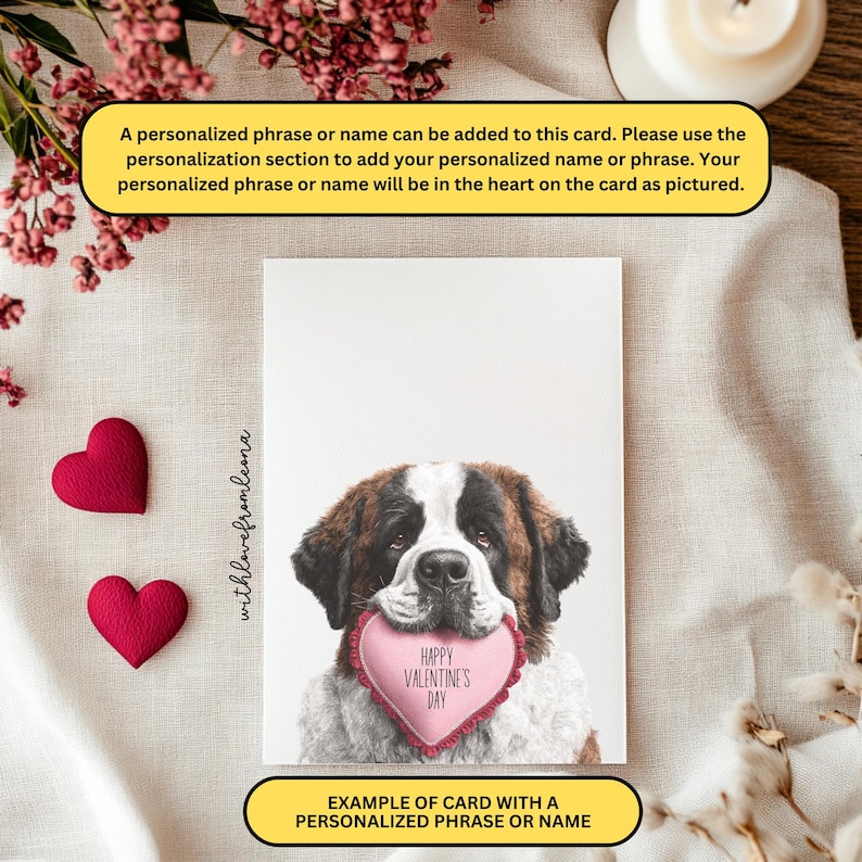Saint Bernard Valentines Day Card Greeting Card From the Dog for ...