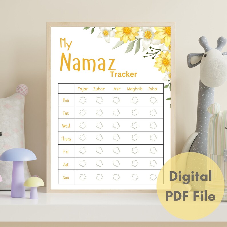 Kids' Muslim Prayer Tracker - Printable Salah Chart, A4, Digital ...