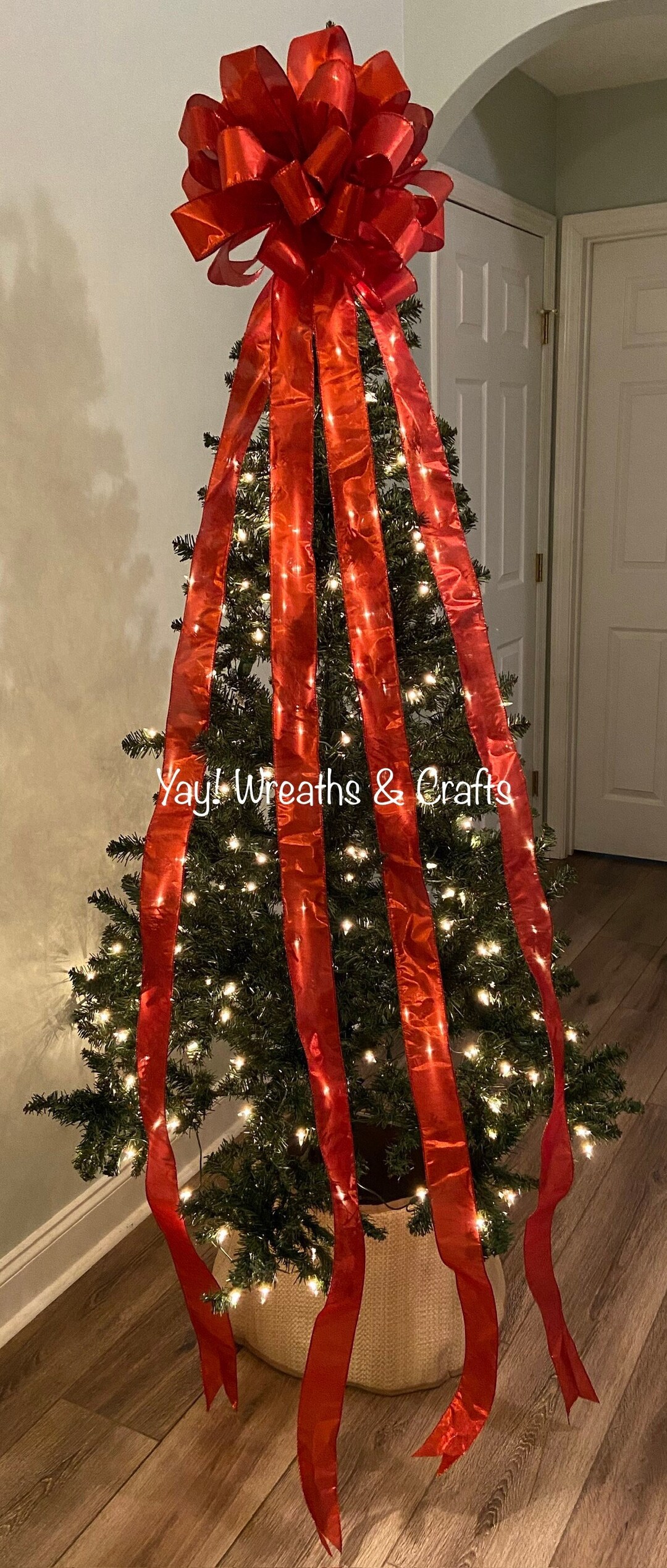 Red Lamé Bow for Christmas Tree, Red Tree Topper Bow, Large Bow - Etsy