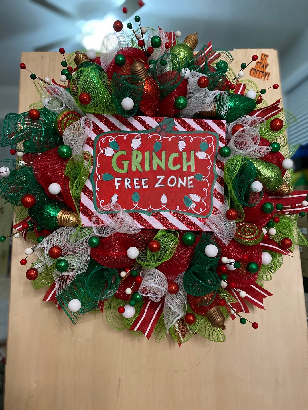 Grinch Free Zone Wreath - Etsy