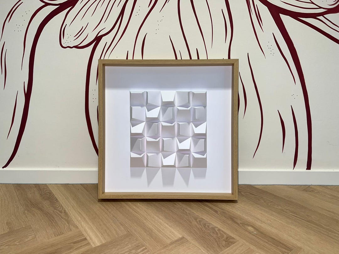 3D Geometric Paper Wall Art – Minimalist White Relief Sculpture ...