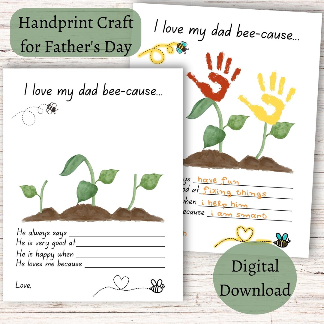 Father's Day Handprint Craft Instant Download Printable Crafts for Kids ...