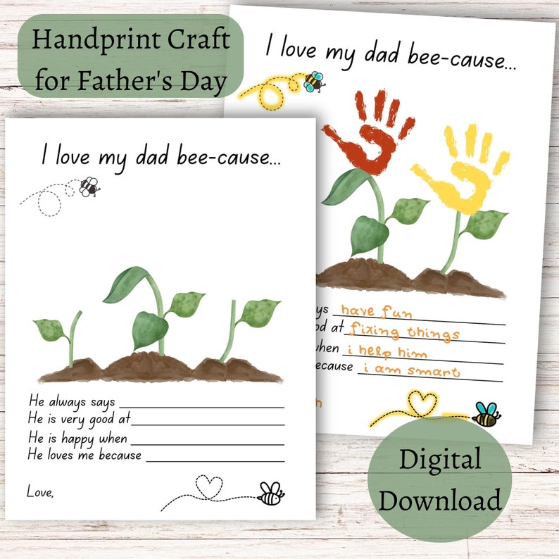 Father's Day Handprint Craft Instant Download Printable - Etsy