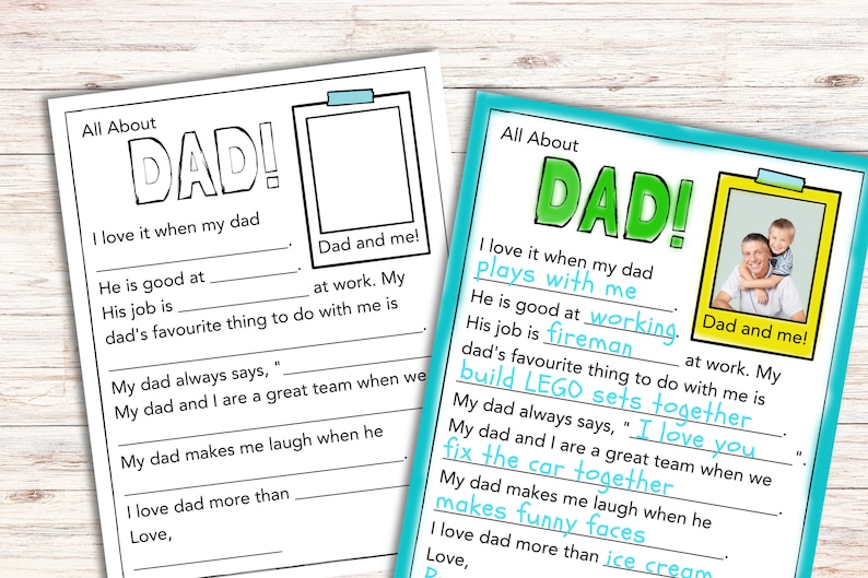 Father's Day Coloring Page Father's Day Craft Father's Day Fill-in-the ...