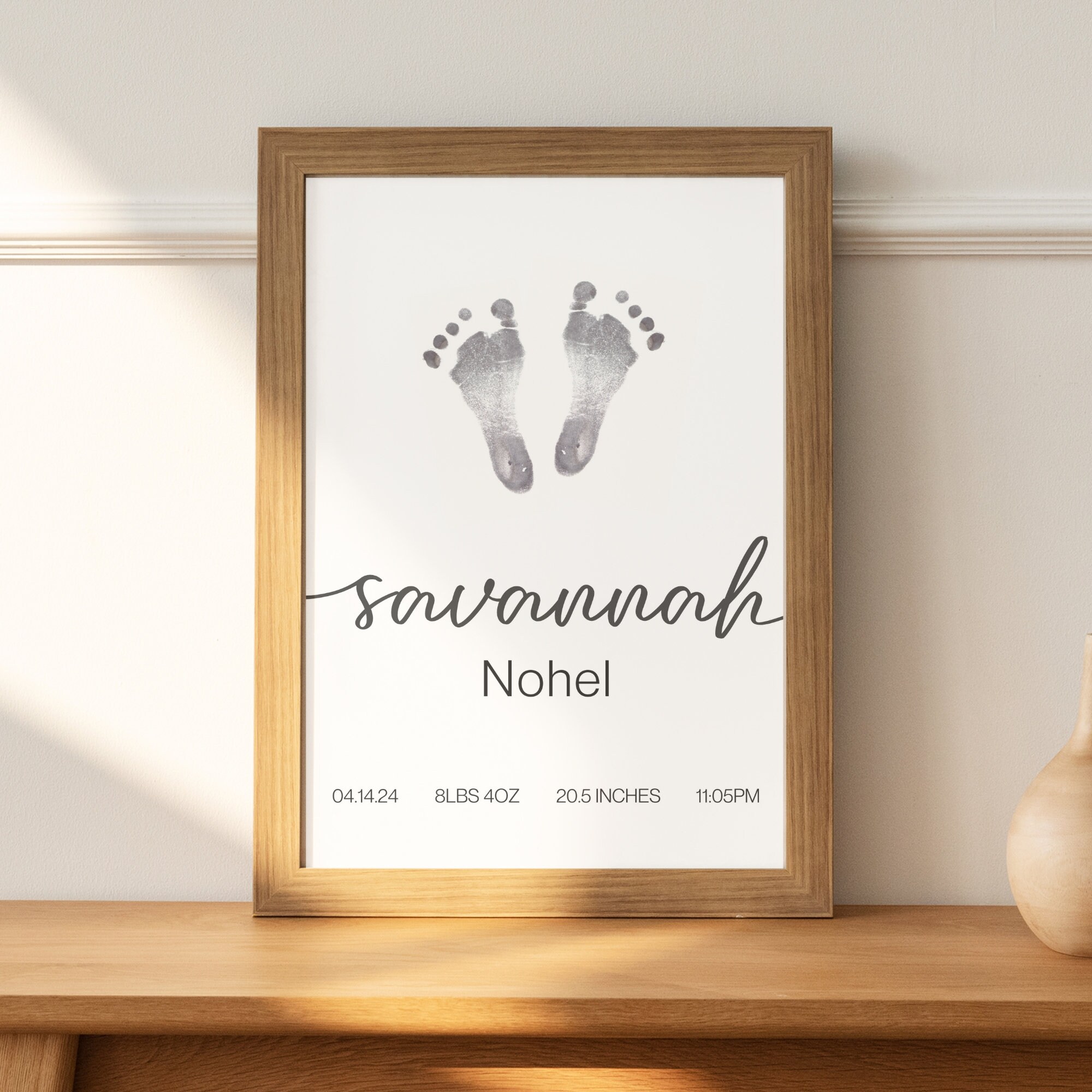Custom Baby Footprint Keepsake Personalized Birth Print Newborn ...