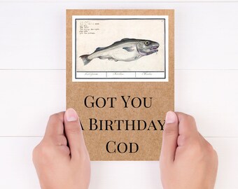Birthday Cod - Funny Birthday Card Pun - Fish - Birthday Card for Him ...