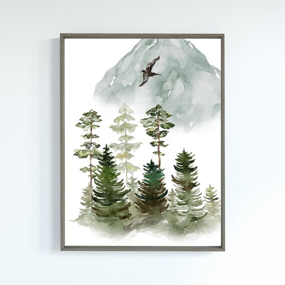 Tall Forest Trees Printable Wall Art Woodland Home Decor - Etsy