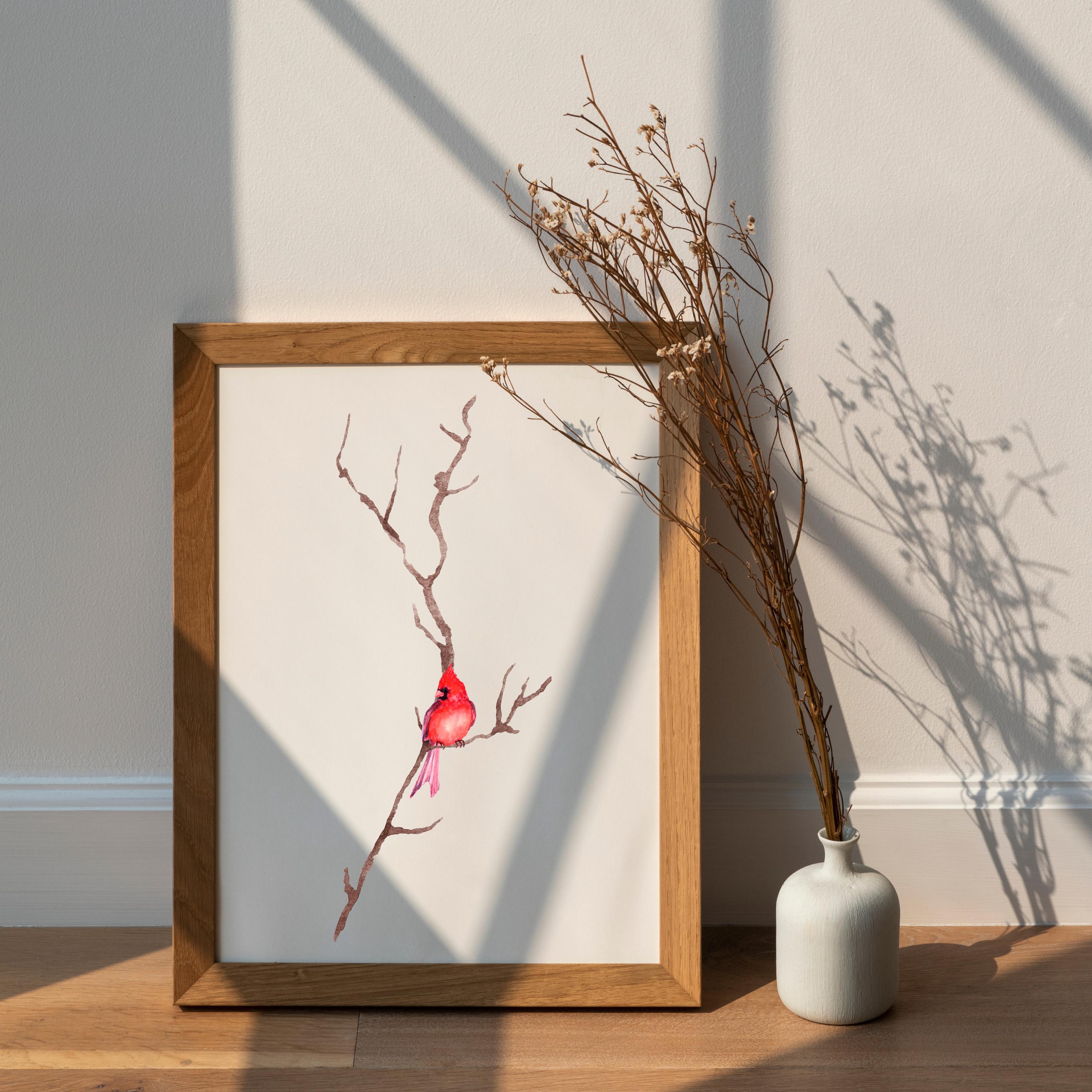 Red Cardinal Print Cardinal Art Prints Red Bird Cardinal Digital ...