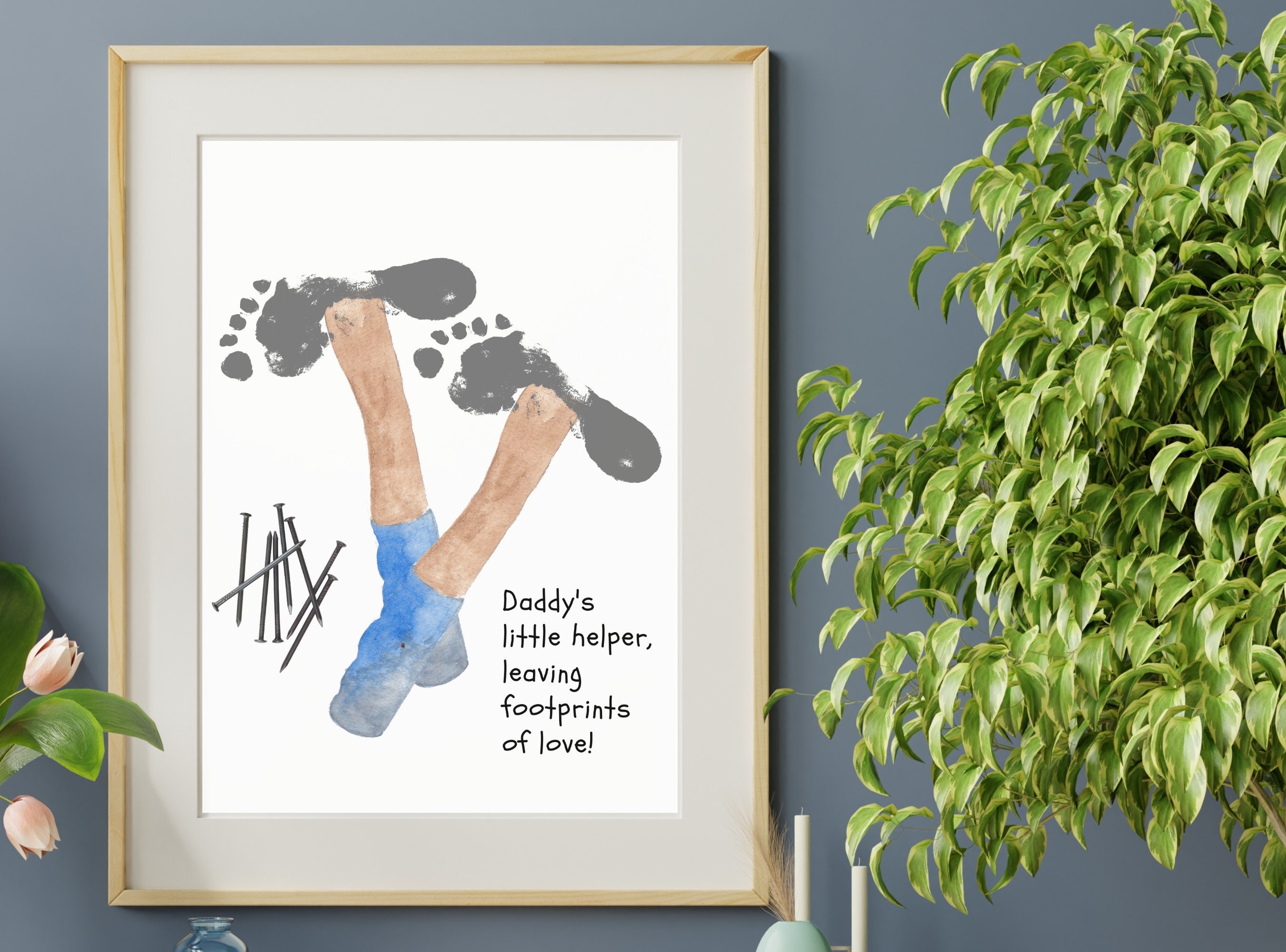 Footprint Art: Father's Day Keepsake, Personalized DIY Gift (digital ...