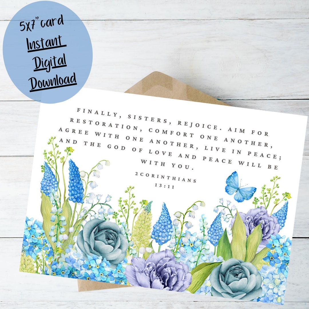 Mother's Day Card With Bible Verse and Blue Peonies - Printable ...
