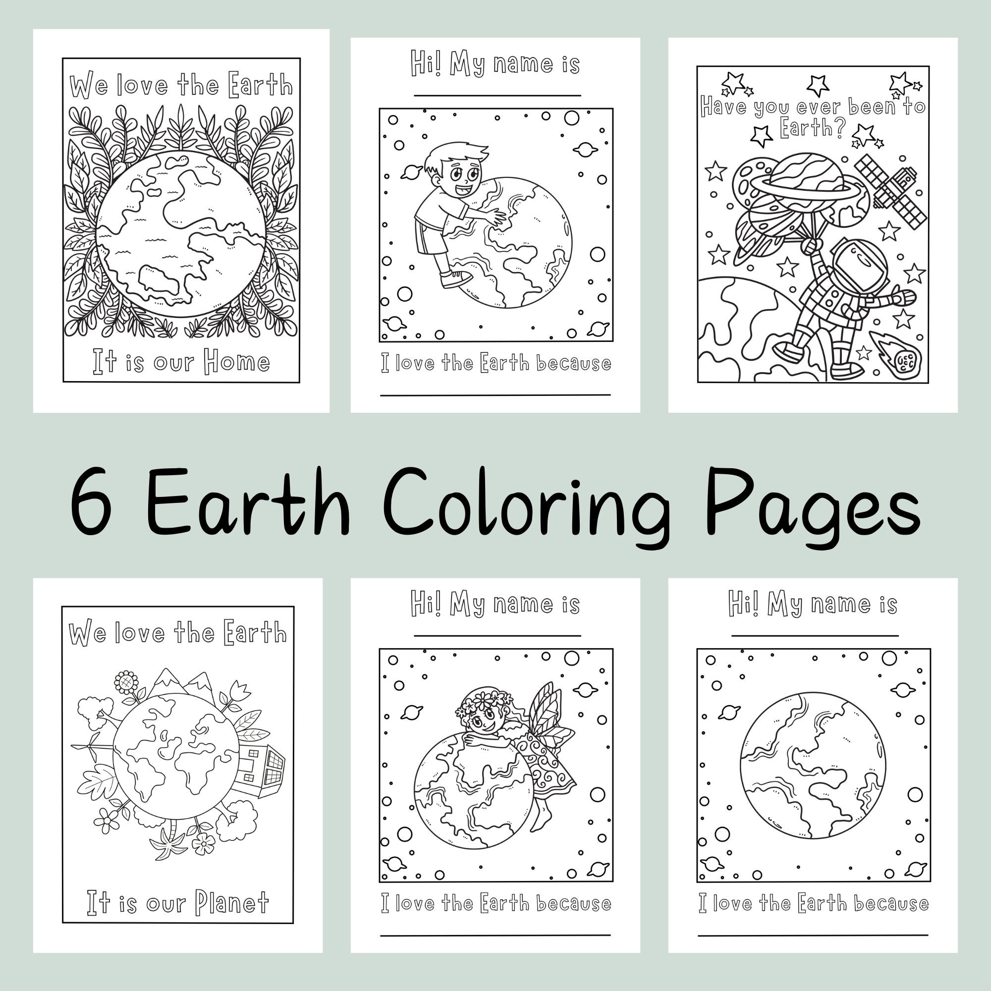 Earth Coloring Pages for Kids: Printable Children's Activity (PDF) - Etsy