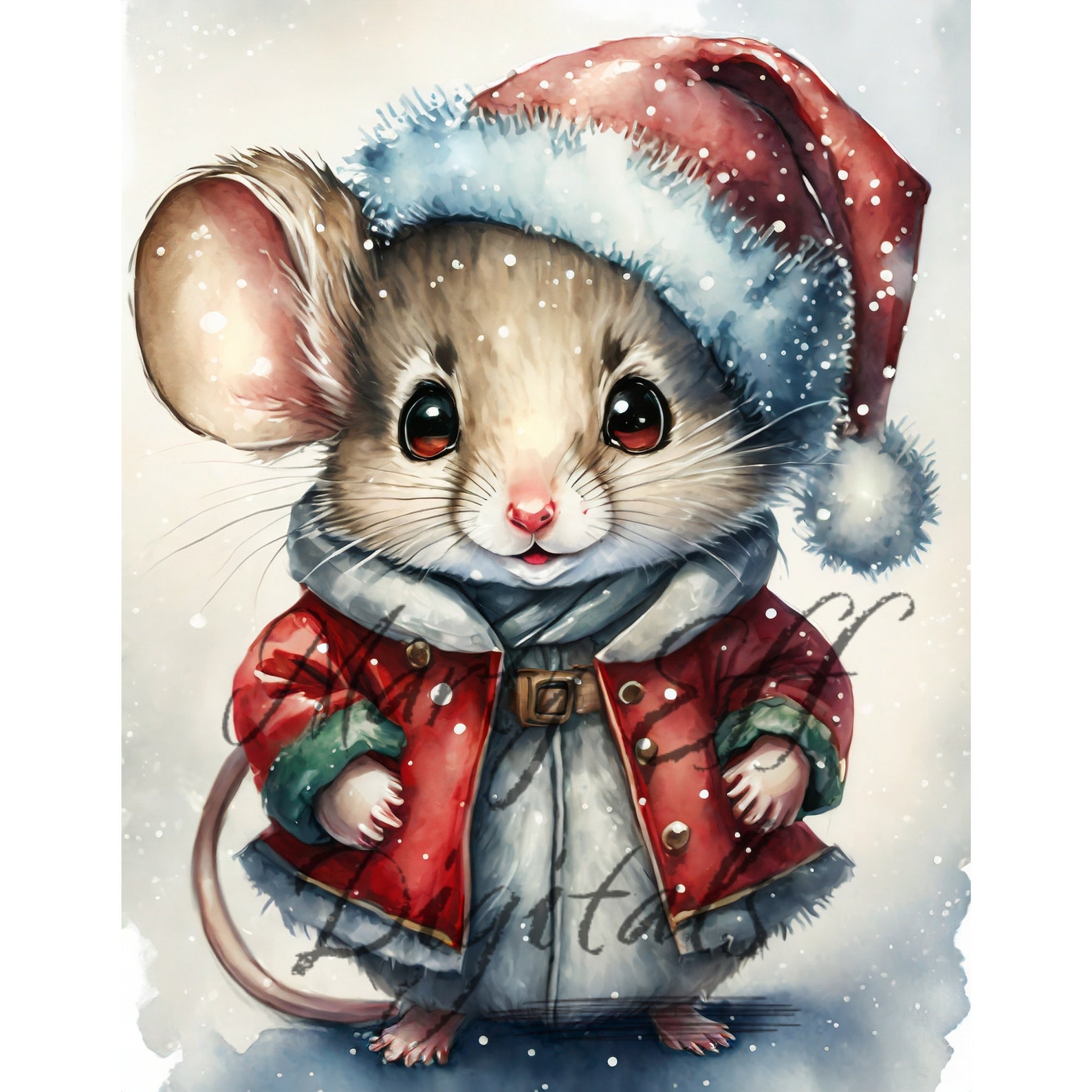Christmas Mouse Clipart 9 High Quality Jpgs, Merry Christmas, Digital ...