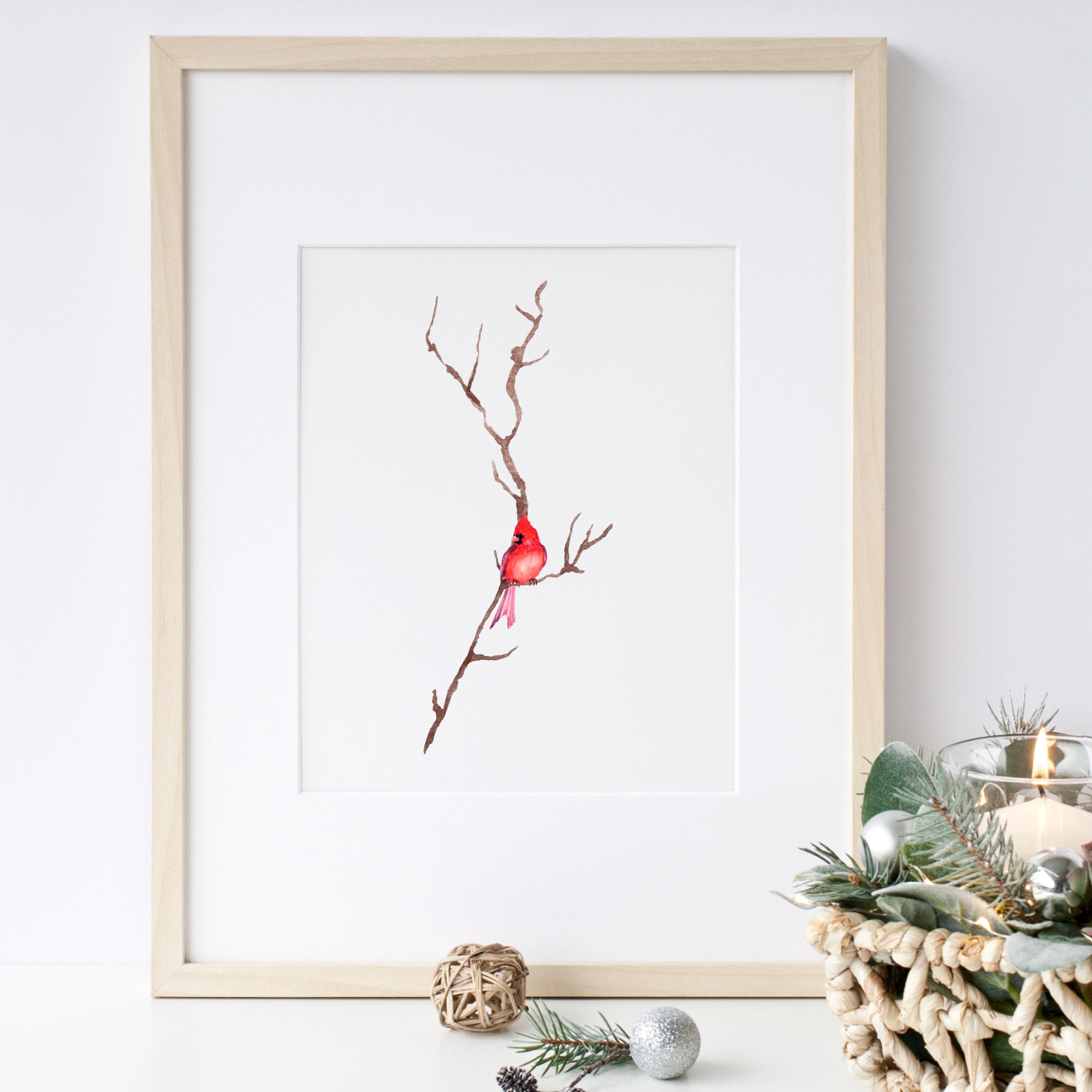Red Cardinal Print Cardinal Art Prints Red Bird Cardinal Digital ...