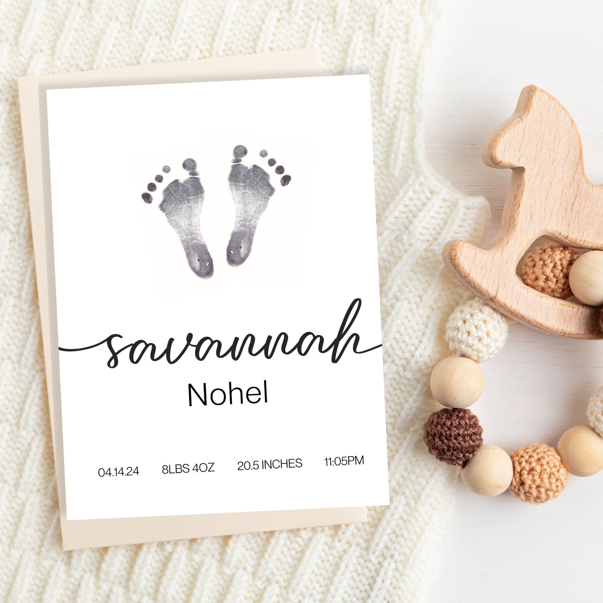 Custom Baby Footprint Keepsake Personalized Birth Print Newborn ...