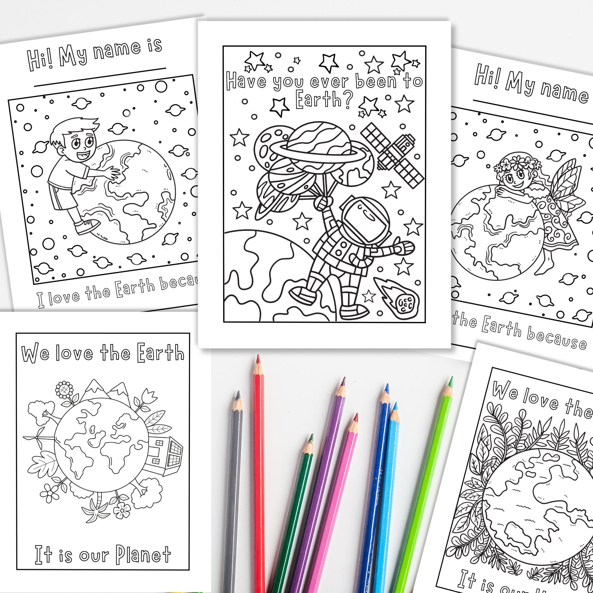 Earth Coloring Pages for Kids: Printable Children's Activity (PDF) - Etsy