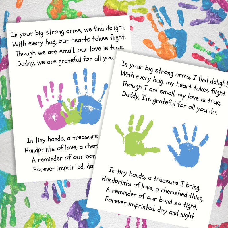 Kids Handprint Art Printable Art Fathers Day Gift Fathers Day Handprint ...