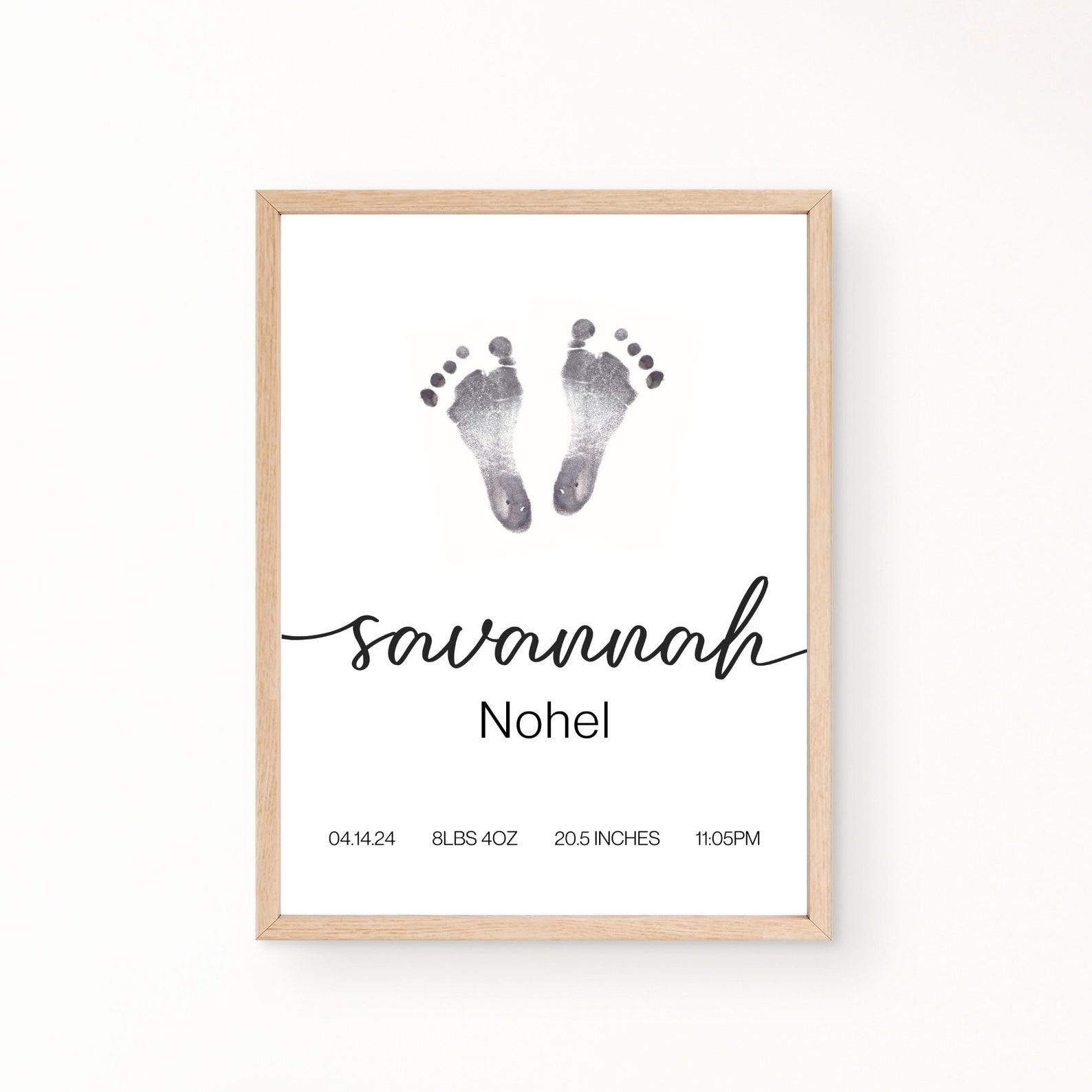 Custom Baby Footprint Keepsake Personalized Birth Print Newborn ...