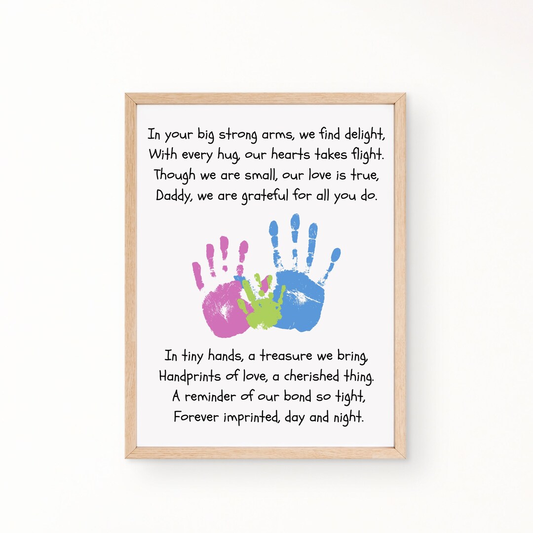 Kids Handprint Art Printable Art Fathers Day Gift Fathers Day Handprint ...