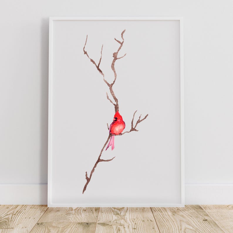 Red Cardinal Print Cardinal Art Prints Red Bird Cardinal Digital ...