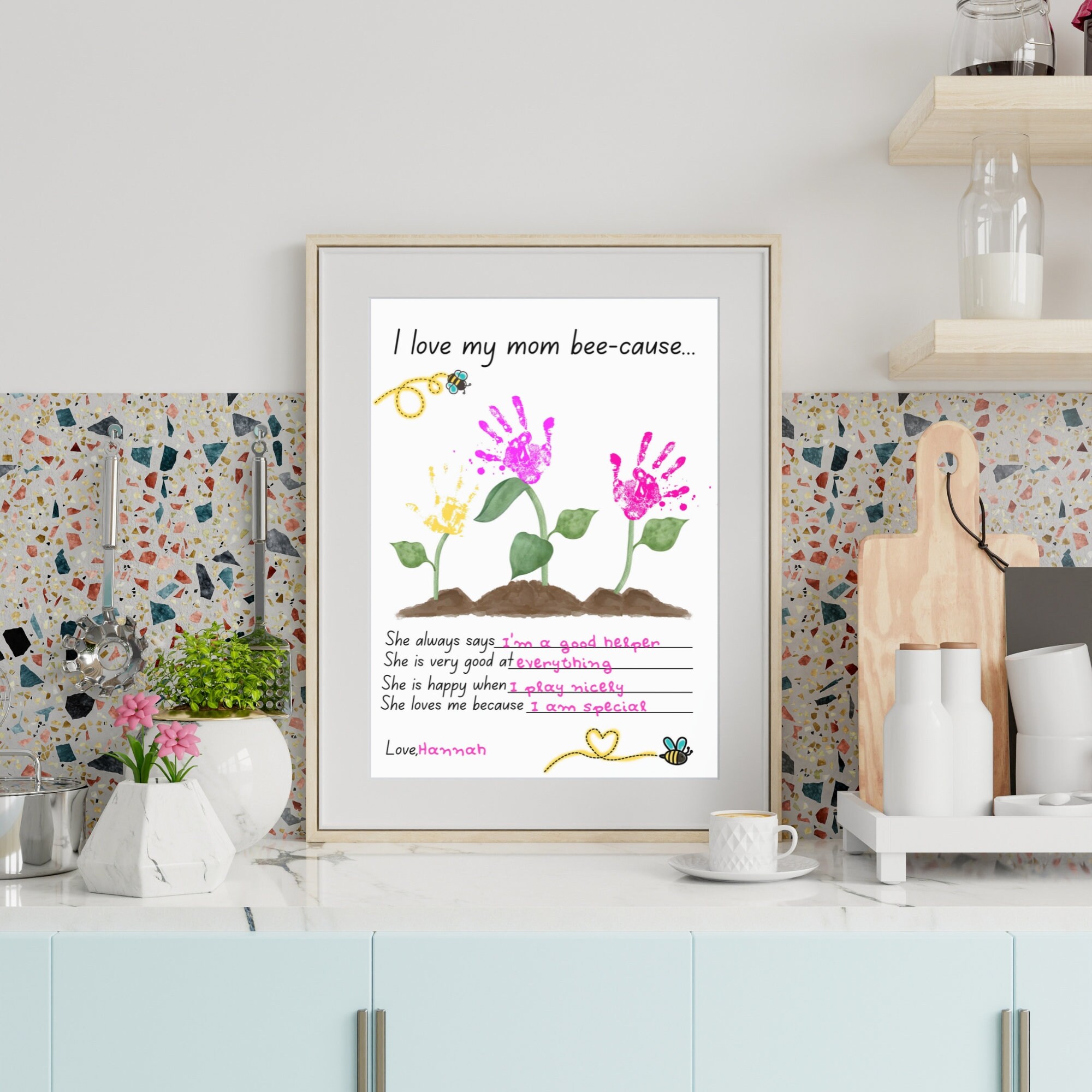 Handprint Art Personalized Mother's Day Handprint Gift for Mom Kids ...