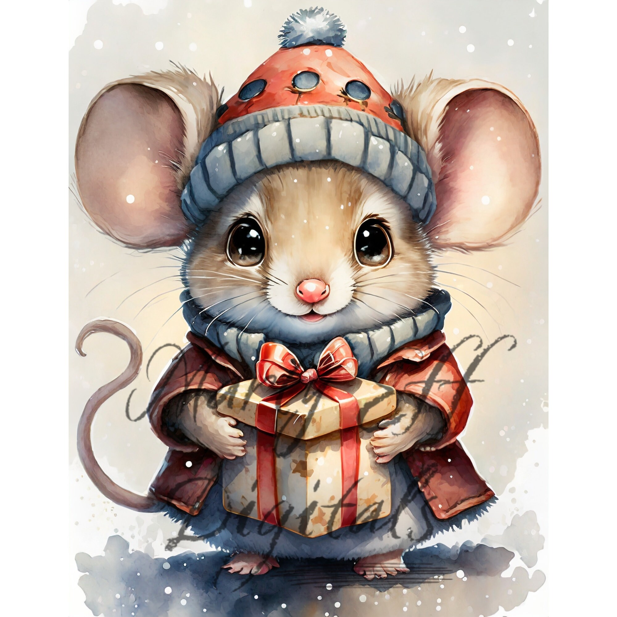 Christmas Mouse Clipart 9 High Quality Jpgs, Merry Christmas, Digital ...