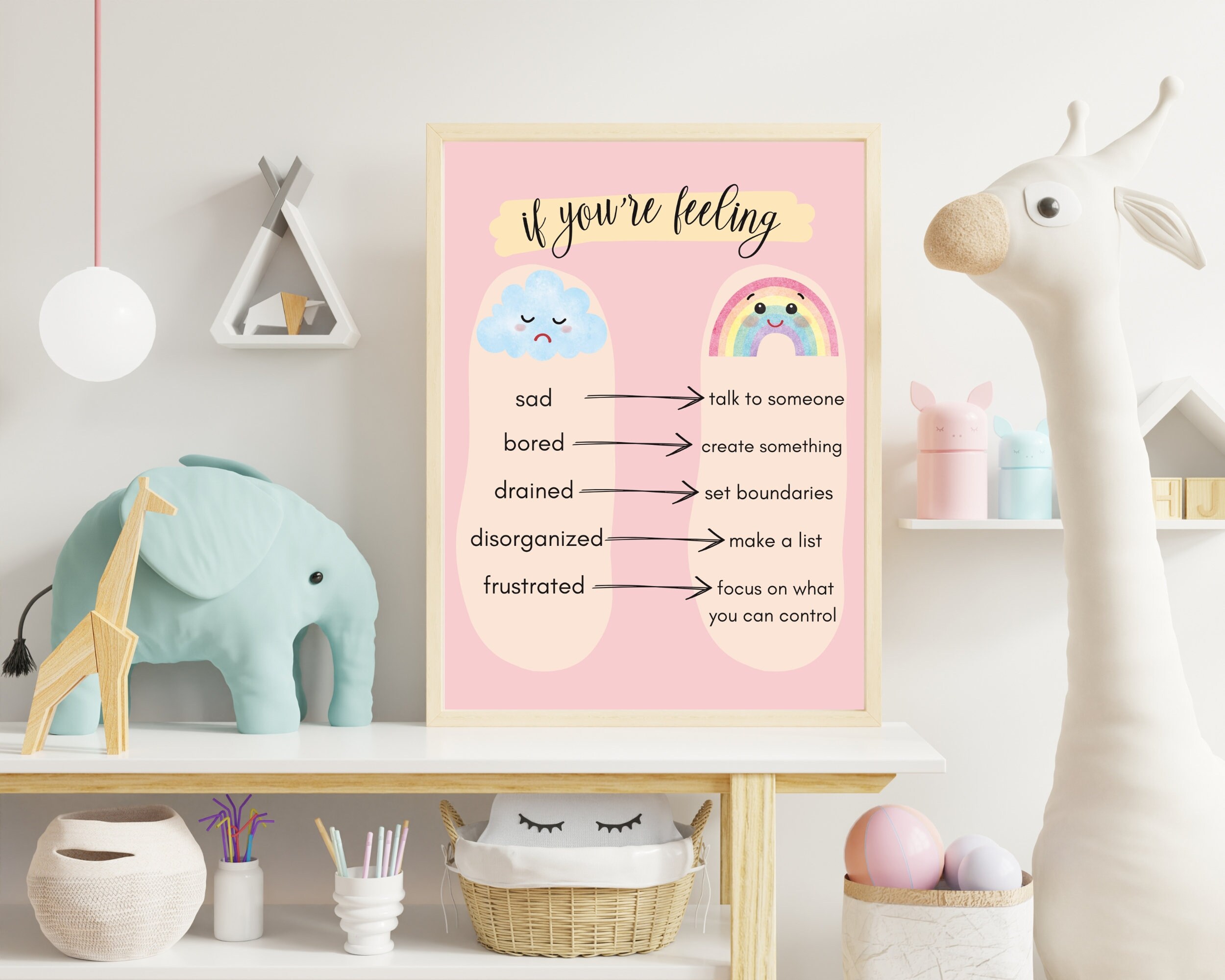 Childrens Feeling Chart Emotions Print PRINTABLE Wall Art Montessori ...