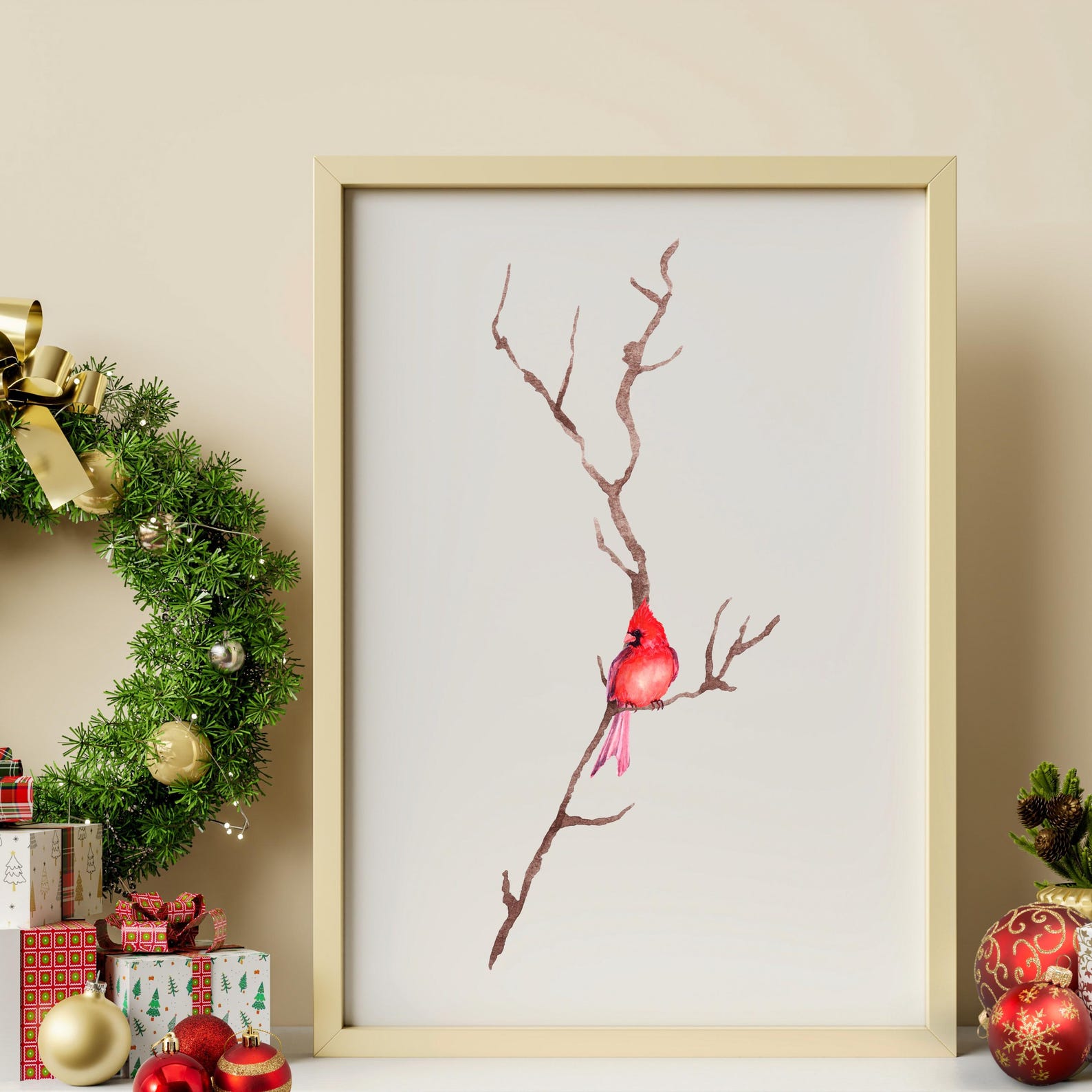 Red Cardinal Print Cardinal Art Prints Red Bird Cardinal Digital ...